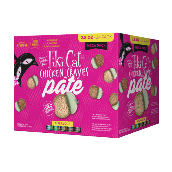 Tiki Cat Chicken Craves Pate Mega Pack 5-Flavour BX 24/2.8oz - Pan ...